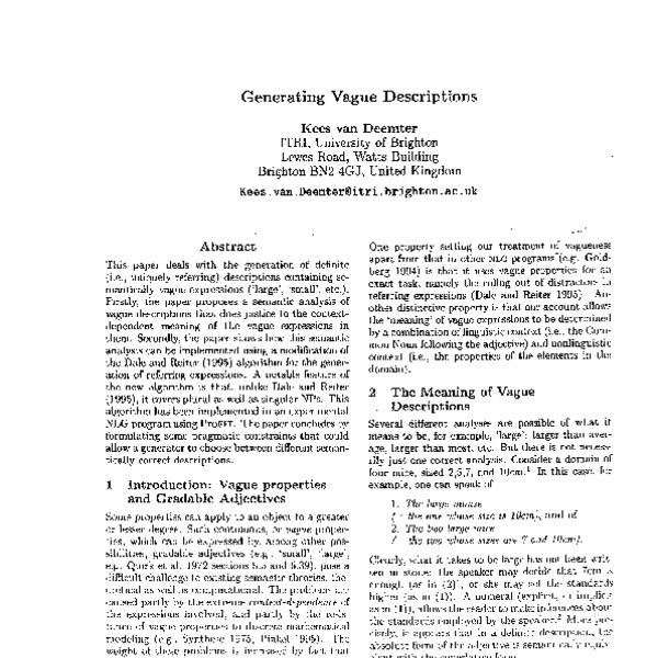 Generating Vague Descriptions - ACL Anthology