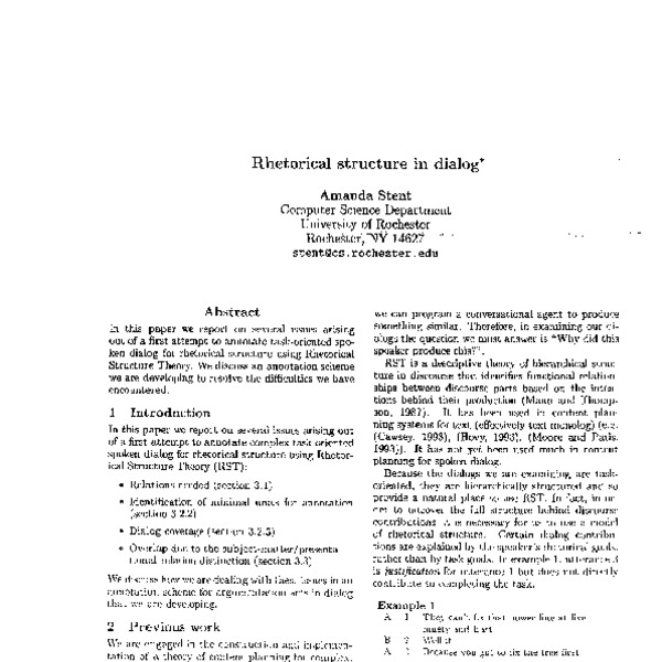 Rhetorical Structure in Dialog - ACL Anthology