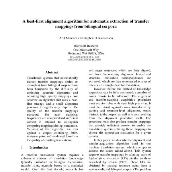 A Best First Alignment Algorithm For Automatic Extraction Of Transfer 0417