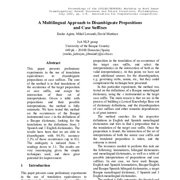 A Multilingual Approach to Disambiguate Prepositions and Case Suffixes ...