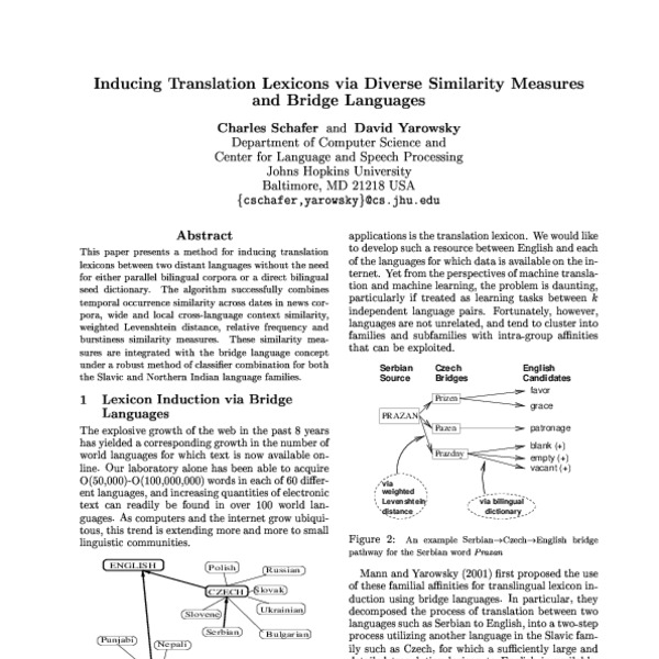 Inducing Translation Lexicons via Diverse Similarity Measures and ...