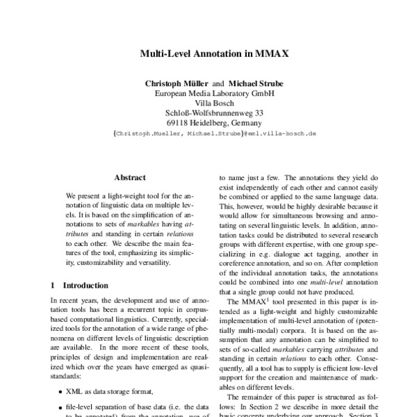 Multi-Level Annotation in MMAX - ACL Anthology