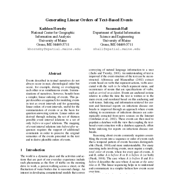 Generating Linear Orders of Text-Based Events - ACL Anthology