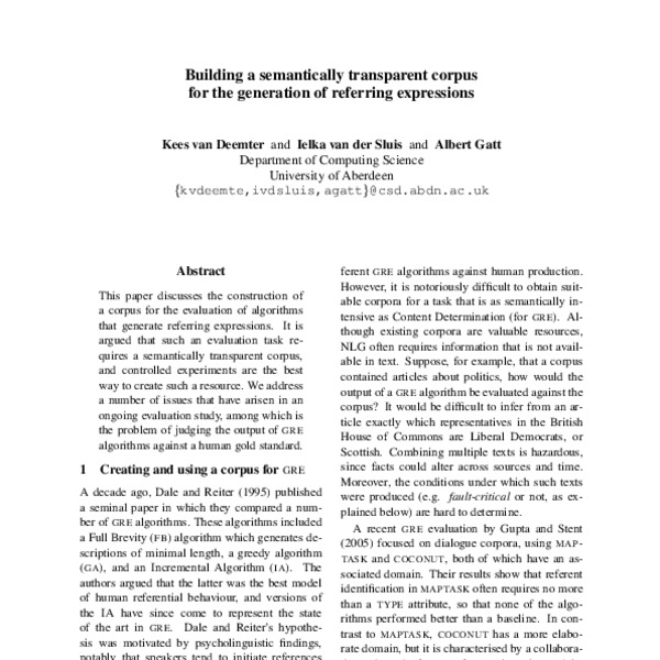 Building a Semantically Transparent Corpus for the Generation of ...