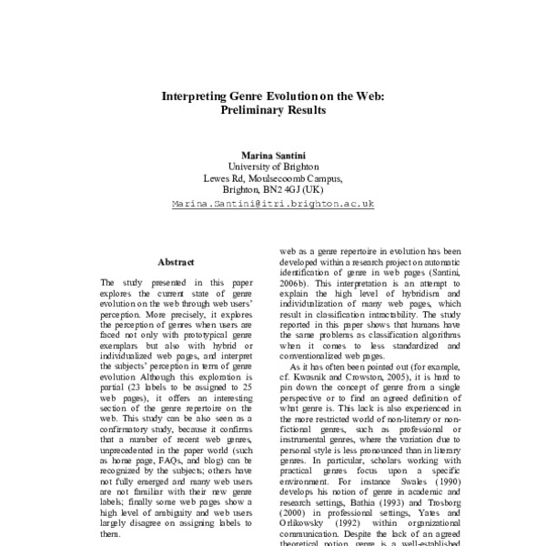 Interpreting Genre Evolution on the Web - ACL Anthology