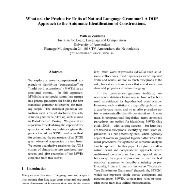 What are the Productive Units of Natural Language Grammar? A DOP ...