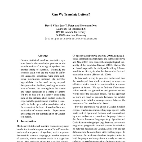 Can We Translate Letters? - ACL Anthology