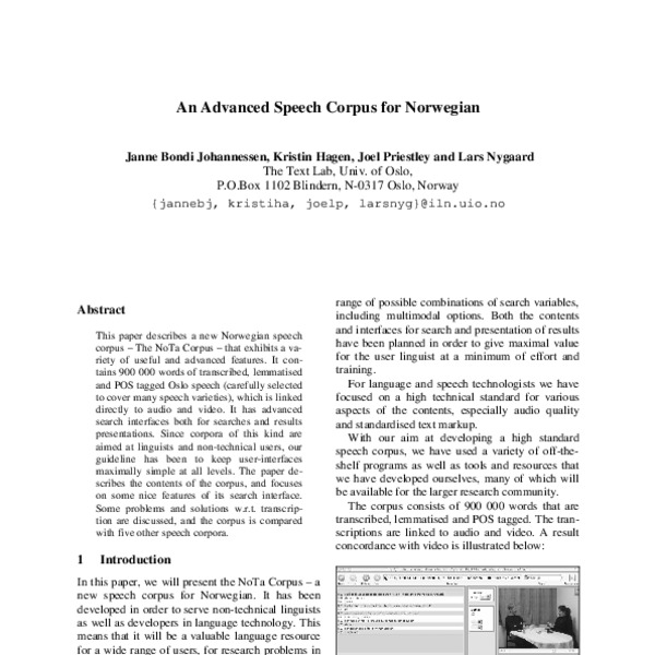 An Advanced Speech Corpus for Norwegian - ACL Anthology