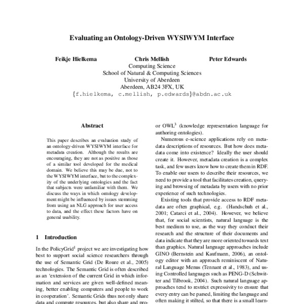 Evaluating an Ontology-Driven WYSIWYM Interface - ACL Anthology
