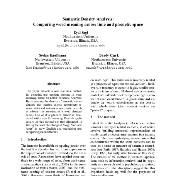 Semantic Density Analysis: Comparing Word Meaning across Time and Phonetic Space - ACL Anthology