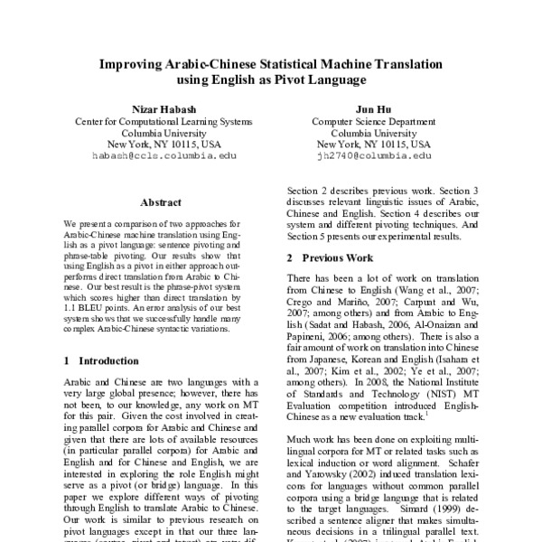 Improving Arabic-Chinese Statistical Machine Translation using English ...