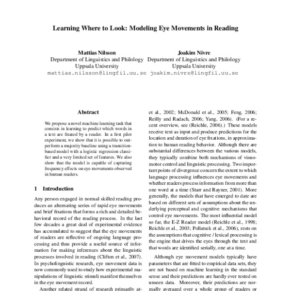Learning Where to Look: Modeling Eye Movements in Reading - ACL Anthology