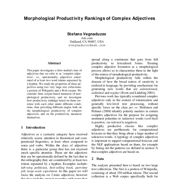 Morphological Productivity Rankings of Complex Adjectives - ACL Anthology