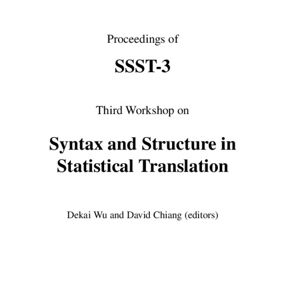Proceedings of the Third Workshop on Syntax and Structure in ...
