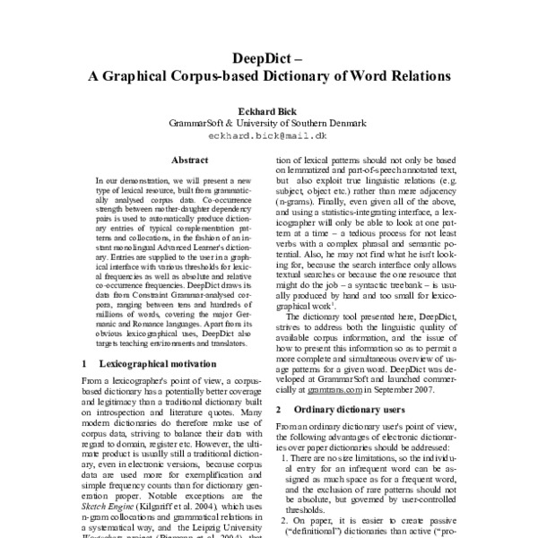 DeepDict–A Graphical Corpus-based Dictionary of Word Relations - ACL ...