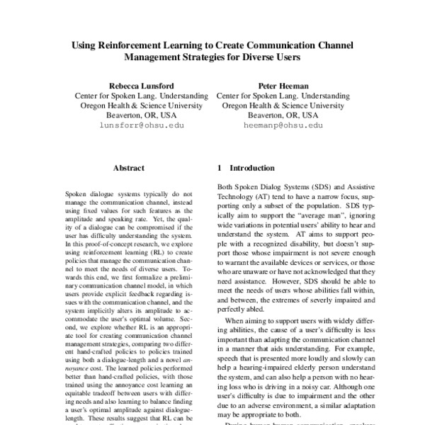 Using Reinforcement Learning to Create Communication Channel Management ...