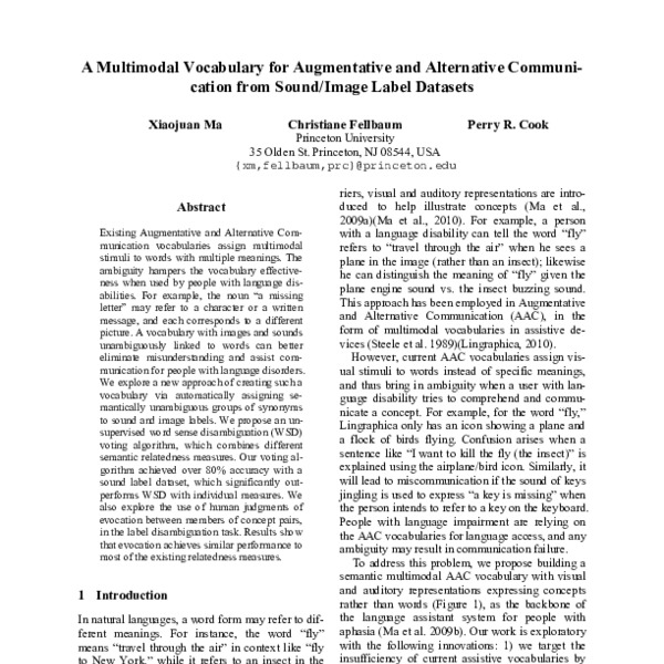 A Multimodal Vocabulary for Augmentative and Alternative Communication ...