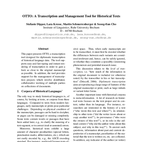 OTTO: A Transcription and Management Tool for Historical Texts - ACL ...