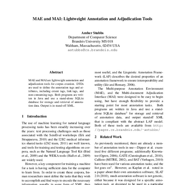 MAE and MAI: Lightweight Annotation and Adjudication Tools - ACL Anthology