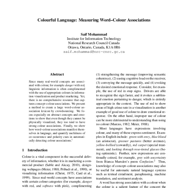 Colourful Language: Measuring Word-Colour Associations - ACL Anthology