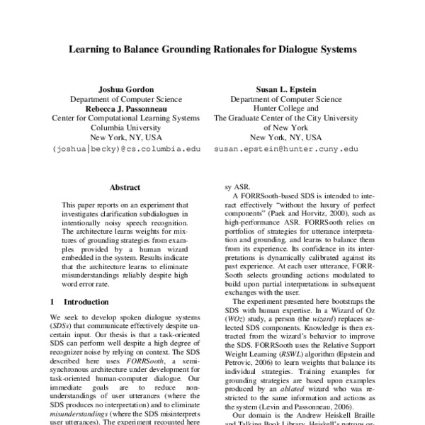 Learning to Balance Grounding Rationales for Dialogue Systems - ACL ...