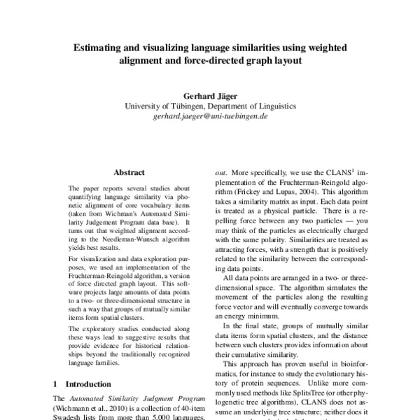 Estimating and visualizing language similarities using weighted alignment and force-directed ...