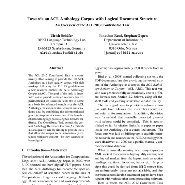 Towards an ACL Anthology Corpus with Logical Document Structure. An ...