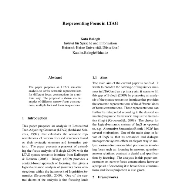 Representing Focus in LTAG - ACL Anthology