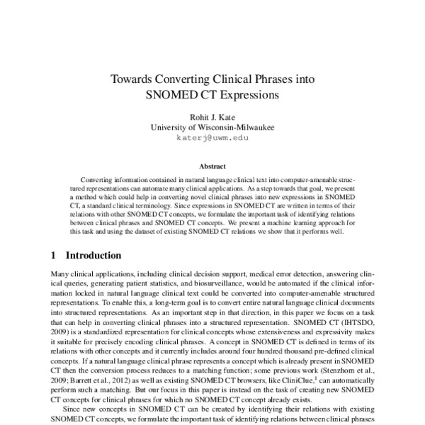 Towards Converting Clinical Phrases into SNOMED CT Expressions - ACL ...