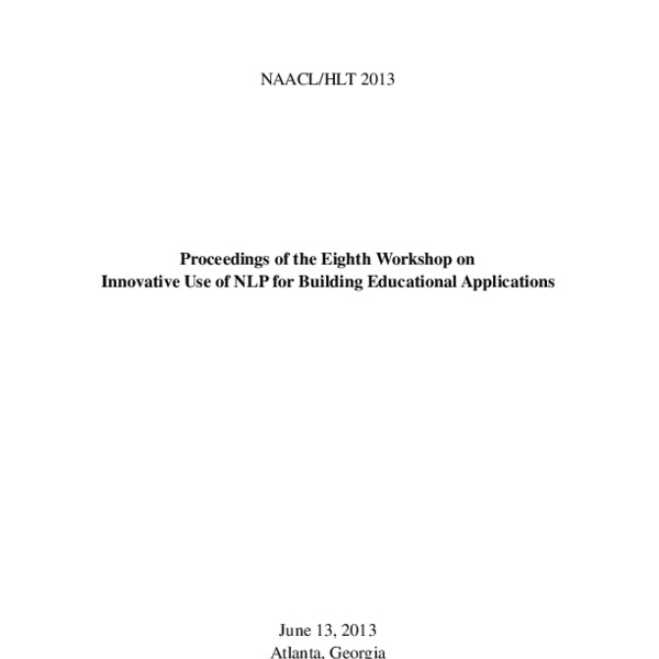 Proceedings Of The Eighth Workshop On Innovative Use Of Nlp For Building Educational