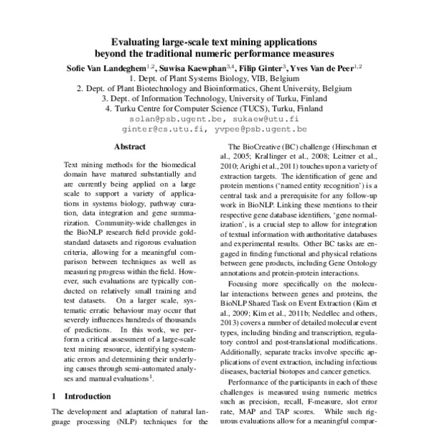 Evaluating Large-scale Text Mining Applications Beyond the Traditional ...