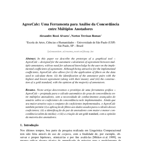 AgreeCalc: Uma Ferramenta para Análise da Concordância entre Múltiplos ...