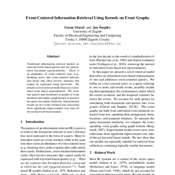 Event-Centered Information Retrieval Using Kernels on Event Graphs ...
