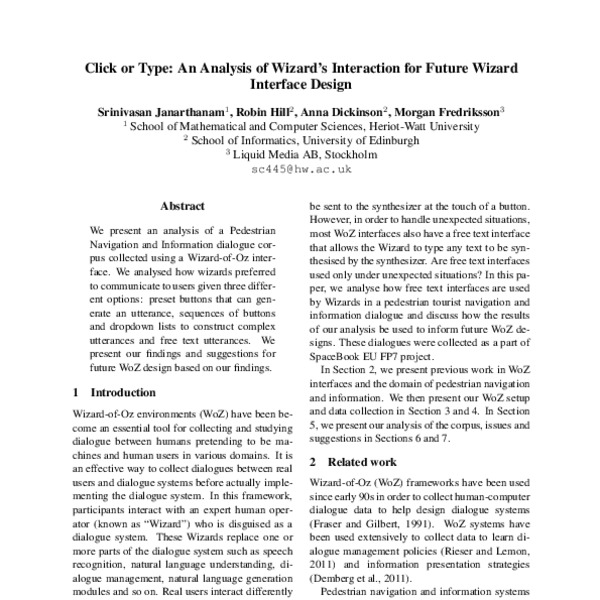 Click or Type: An Analysis of Wizard’s Interaction for Future Wizard ...