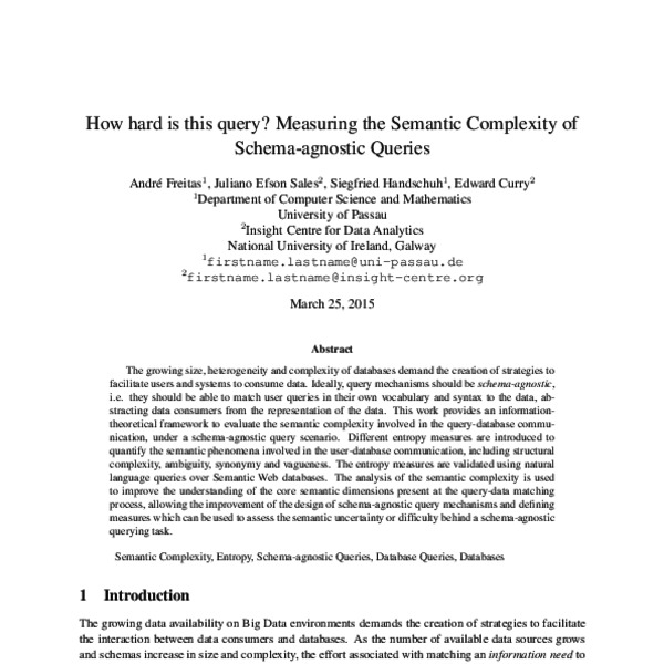 How hard is this query? Measuring the Semantic Complexity of Schema ...