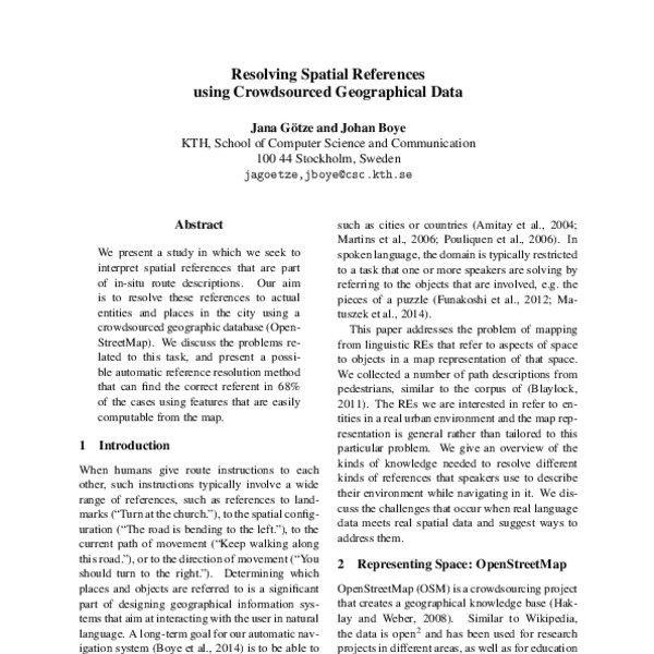 Resolving Spatial References using Crowdsourced Geographical Data - ACL ...