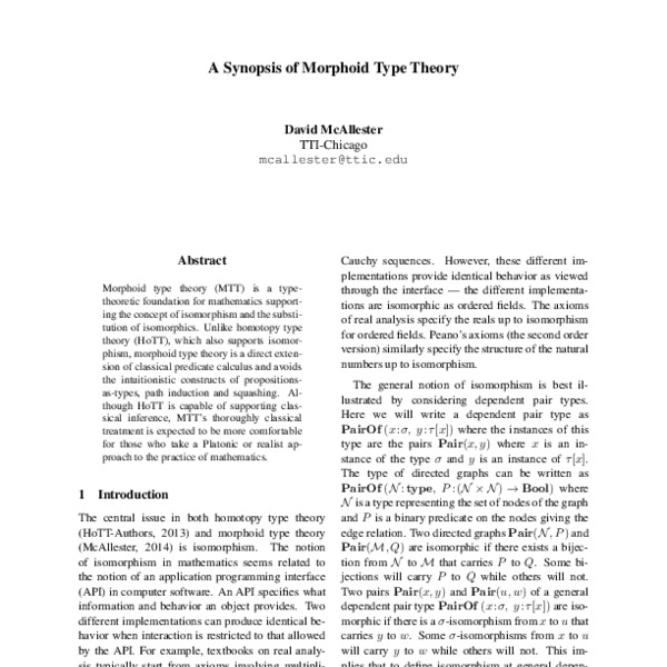 A Synopsis of Morphoid Type Theory - ACL Anthology