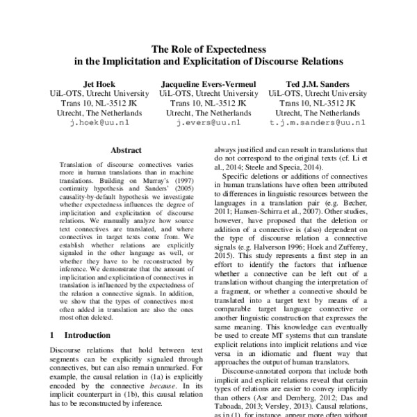 The Role of Expectedness in the Implicitation and Explicitation of ...