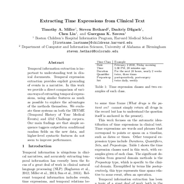 Extracting Time Expressions From Clinical Text ACL Anthology Extracting Time Expressions From Clinical Text ACL Anthology