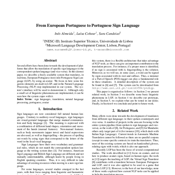 From European Portuguese to Portuguese Sign Language - ACL Anthology