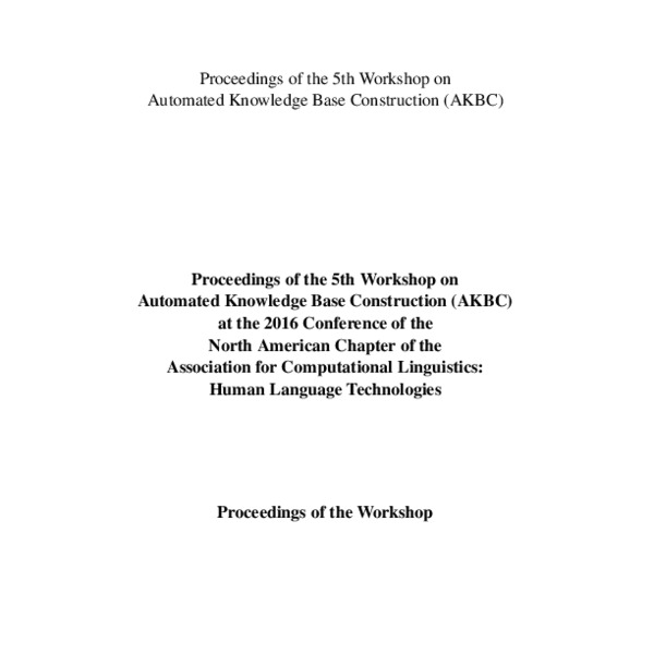 Proceedings of the 5th Workshop on Automated Knowledge Base Construction - ACL Anthology
