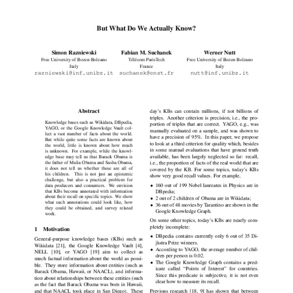 But What Do We Actually Know? - ACL Anthology