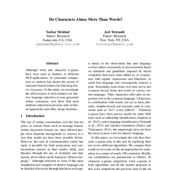 Do Characters Abuse More Than Words? - ACL Anthology