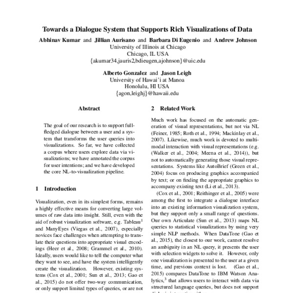 Towards A Dialogue System That Supports Rich Visualizations Of Data