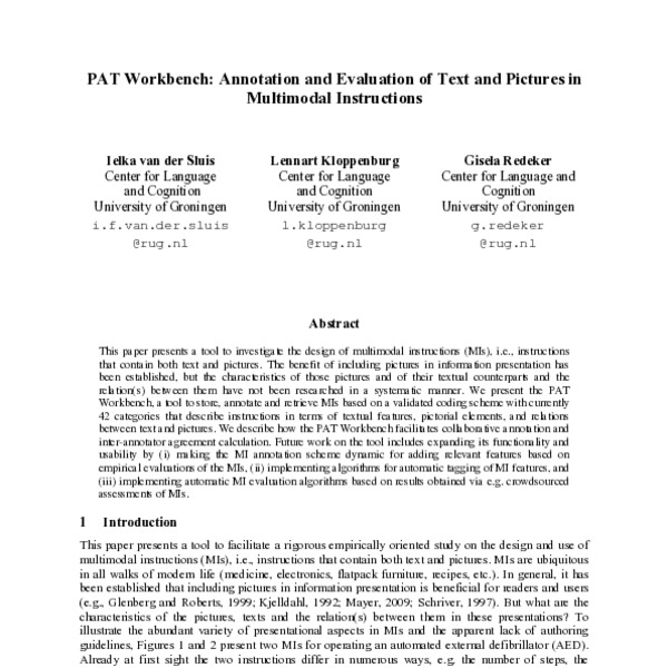 PAT workbench: Annotation and Evaluation of Text and Pictures in ...