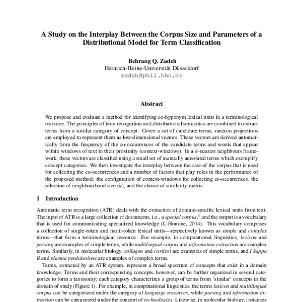 A Study on the Interplay Between the Corpus Size and Parameters of a ...