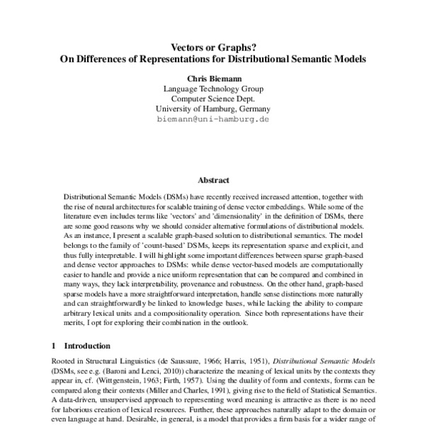 Vectors or Graphs? On Differences of Representations for Distributional ...