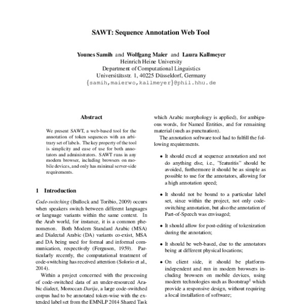 SAWT: Sequence Annotation Web Tool - ACL Anthology