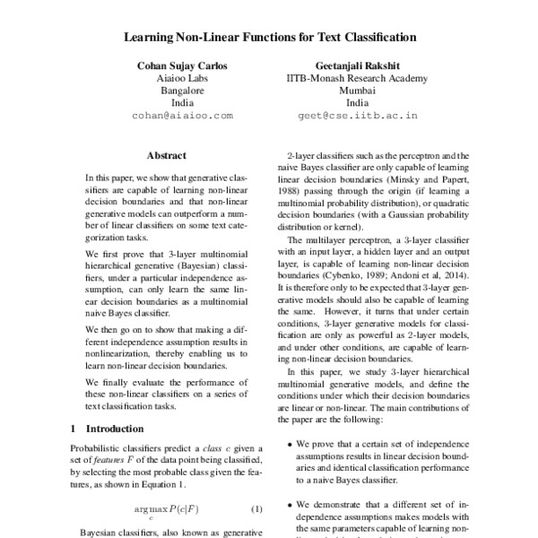 Learning Non-Linear Functions for Text Classification - ACL Anthology