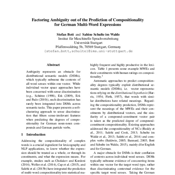 Factoring Ambiguity out of the Prediction of Compositionality for ...